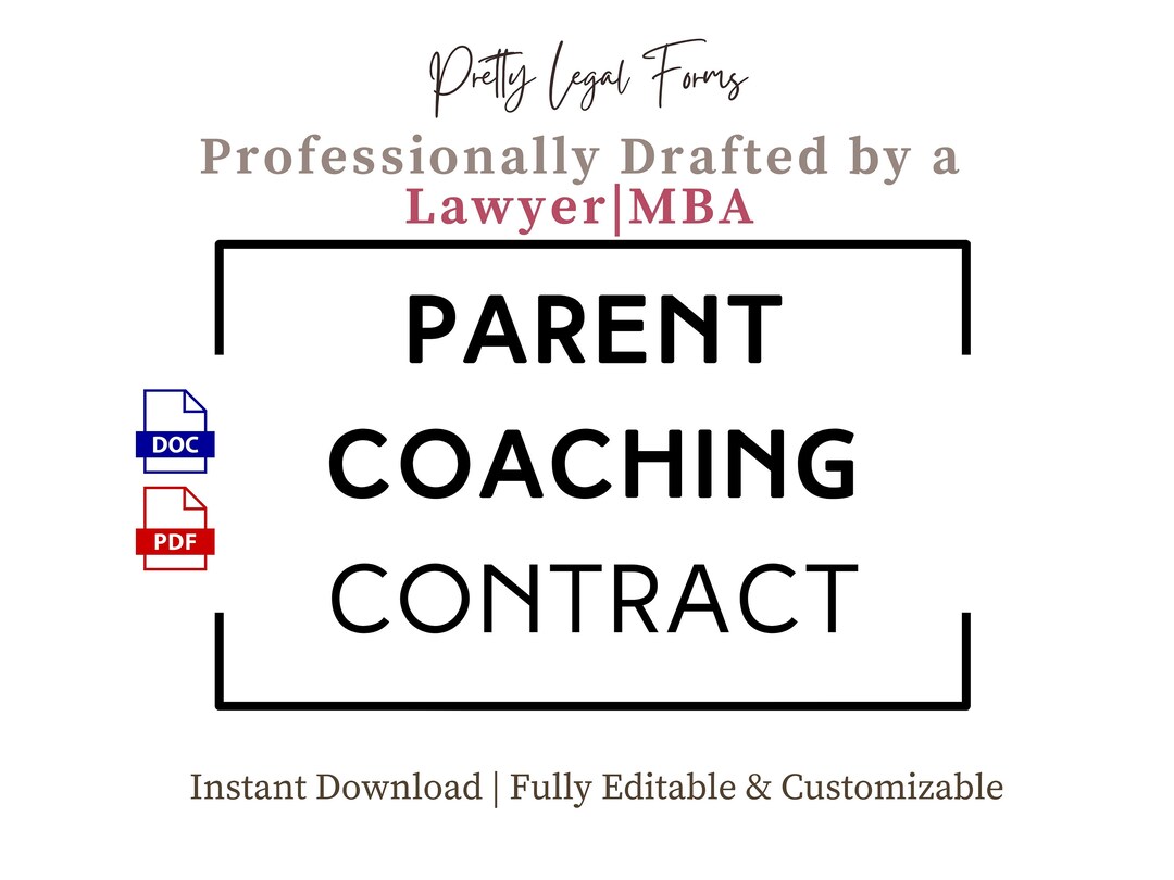 Parent Coaching Contract Template, Parenting Coach Agreement, Family ...