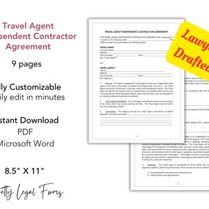 Travel Agent Independent Contractor Agreement 1099 Travel Agent ...