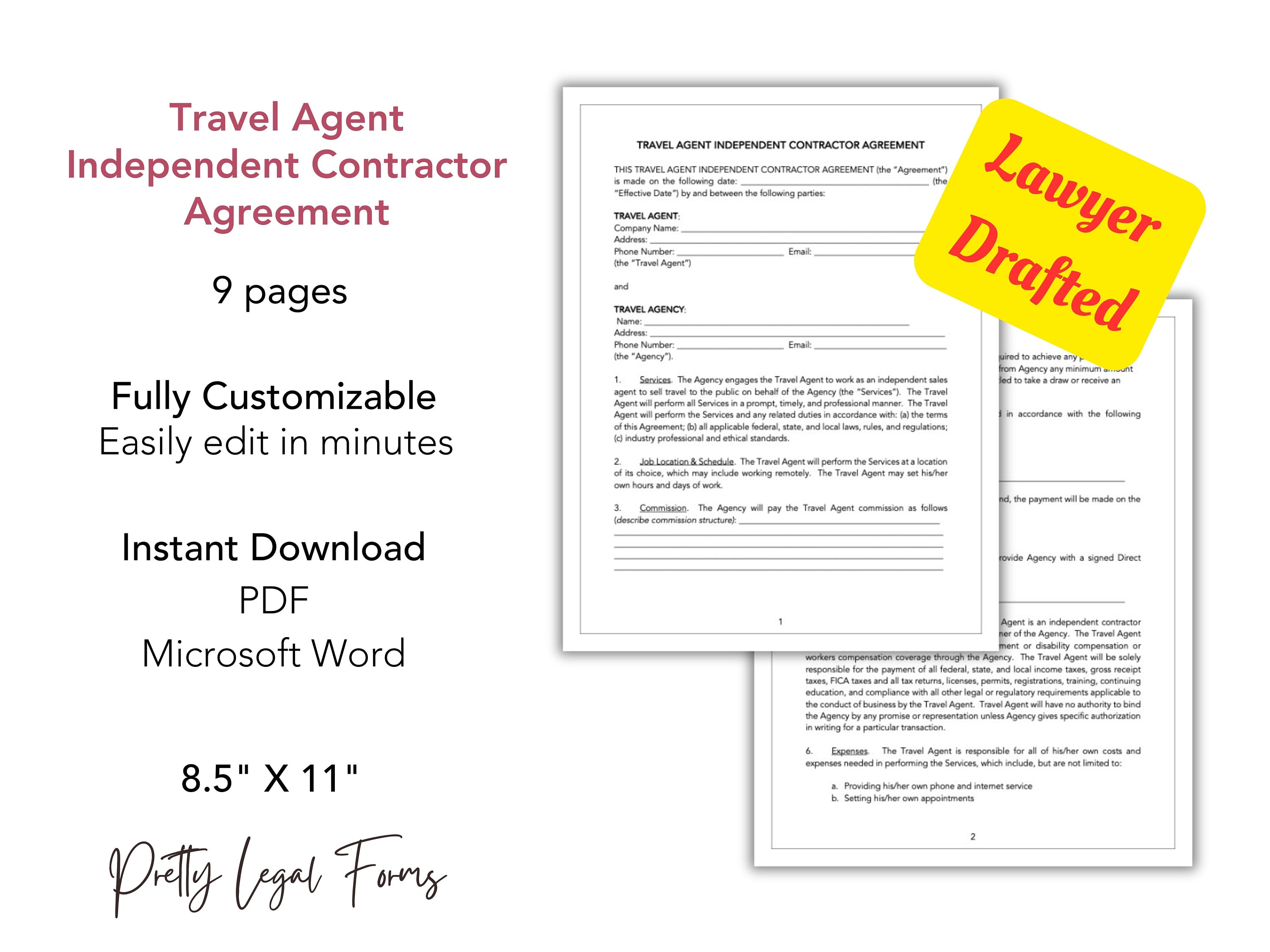 Travel Agent Independent Contractor Agreement 1099 Travel Agent ...