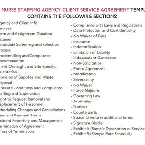 Nurse Staffing Agency Service Agreement Nursing Agency Client Contract ...