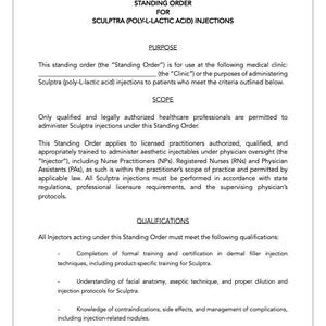 Sculptra Standing Order Template Sculptra Injection Protocol Medical ...