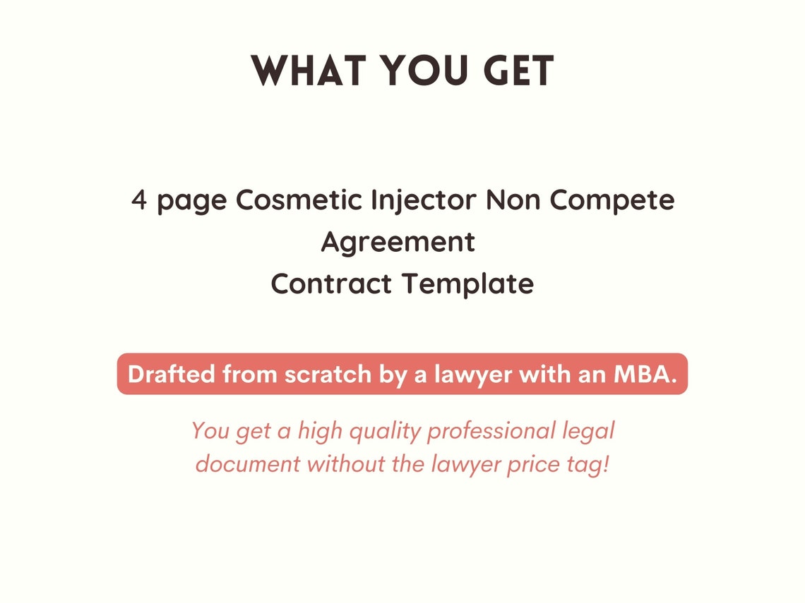 Cosmetic Injector Non Compete Agreement Contract Template, Aesthetic ...