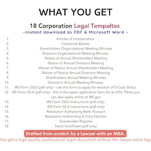 S-corp Kit S-corporation Legal Template Bundle S-corp Forms Scorp ...