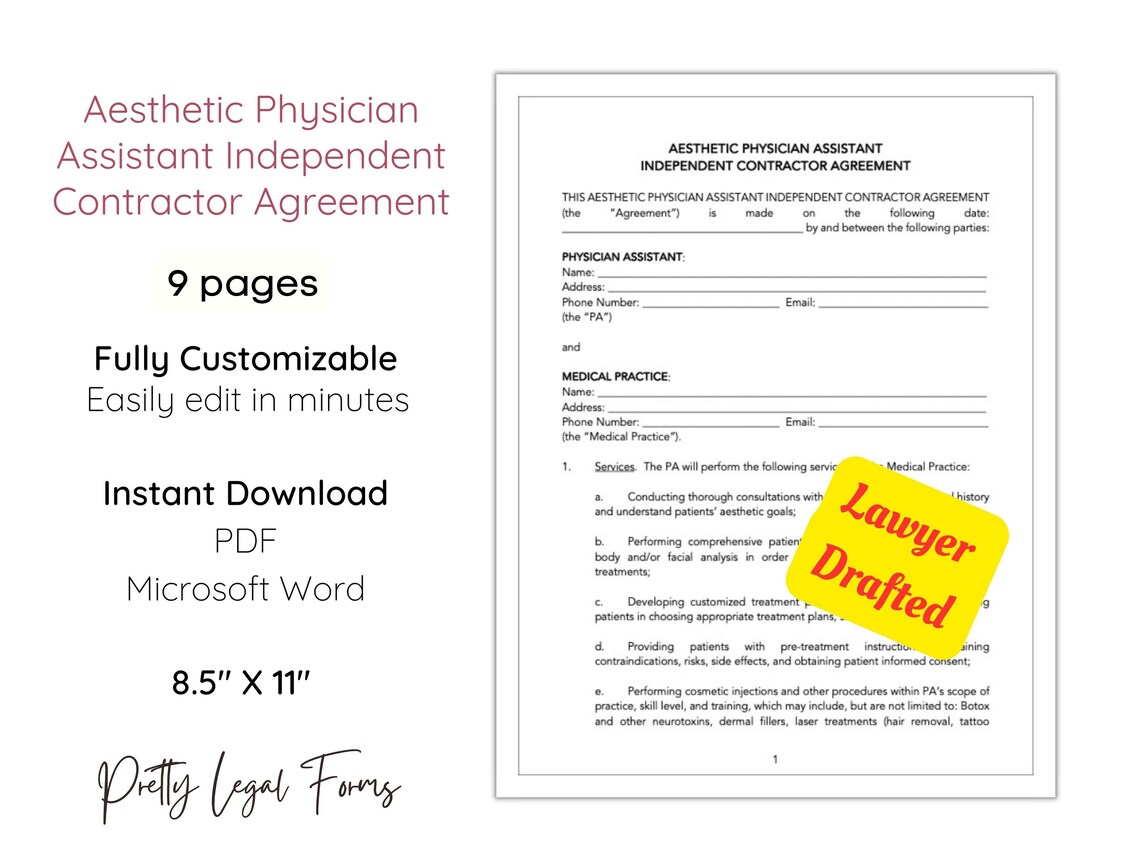 Aesthetic Physician Assistant Contract, Cosmetic PA Independent ...