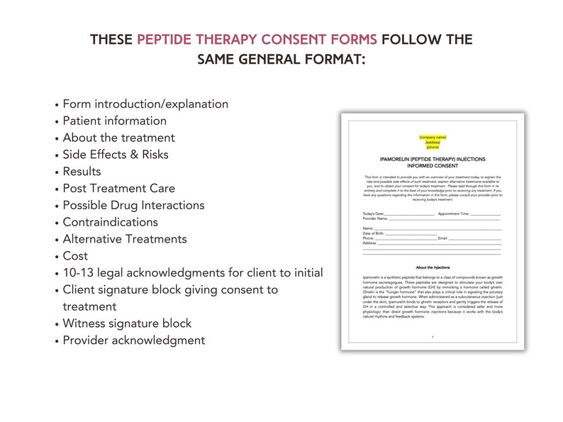 Peptide Therapy Consent Forms Semaglutide Tirzepatide BPC-157 ...