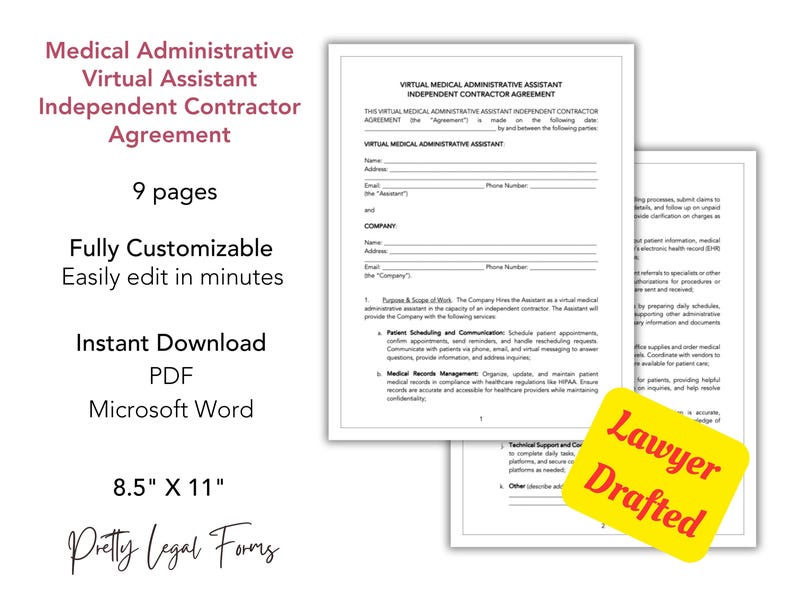 Medical Administrative Assistant Independent Contractor Agreement 1099 ...