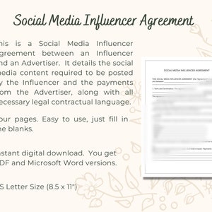 UGC Contract Social Media Influencer Agreement Brand Ambassador ...