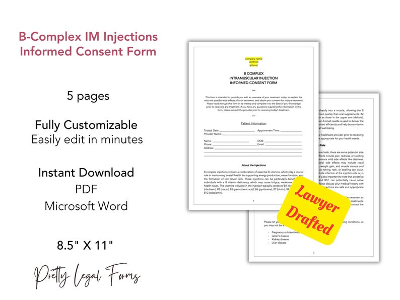 B-complex IM Injection Consent Form Vitamin B Complex Shots Informed ...