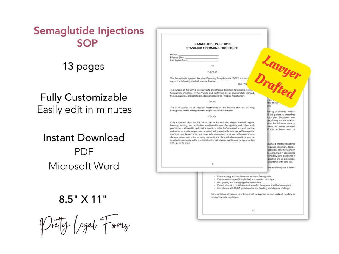 Semaglutide SOP Weight Loss Injections GLP-1 Semaglutide Protocol ...