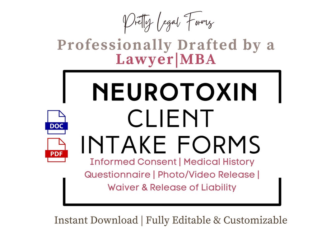 Neurotoxin Intake Forms Botox Consent Aesthetic Nurse Injector Waiver ...