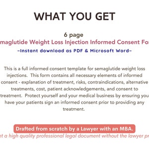 Semaglutide Consent Form Weight Loss Injection Intake Forms, Fat Loss ...