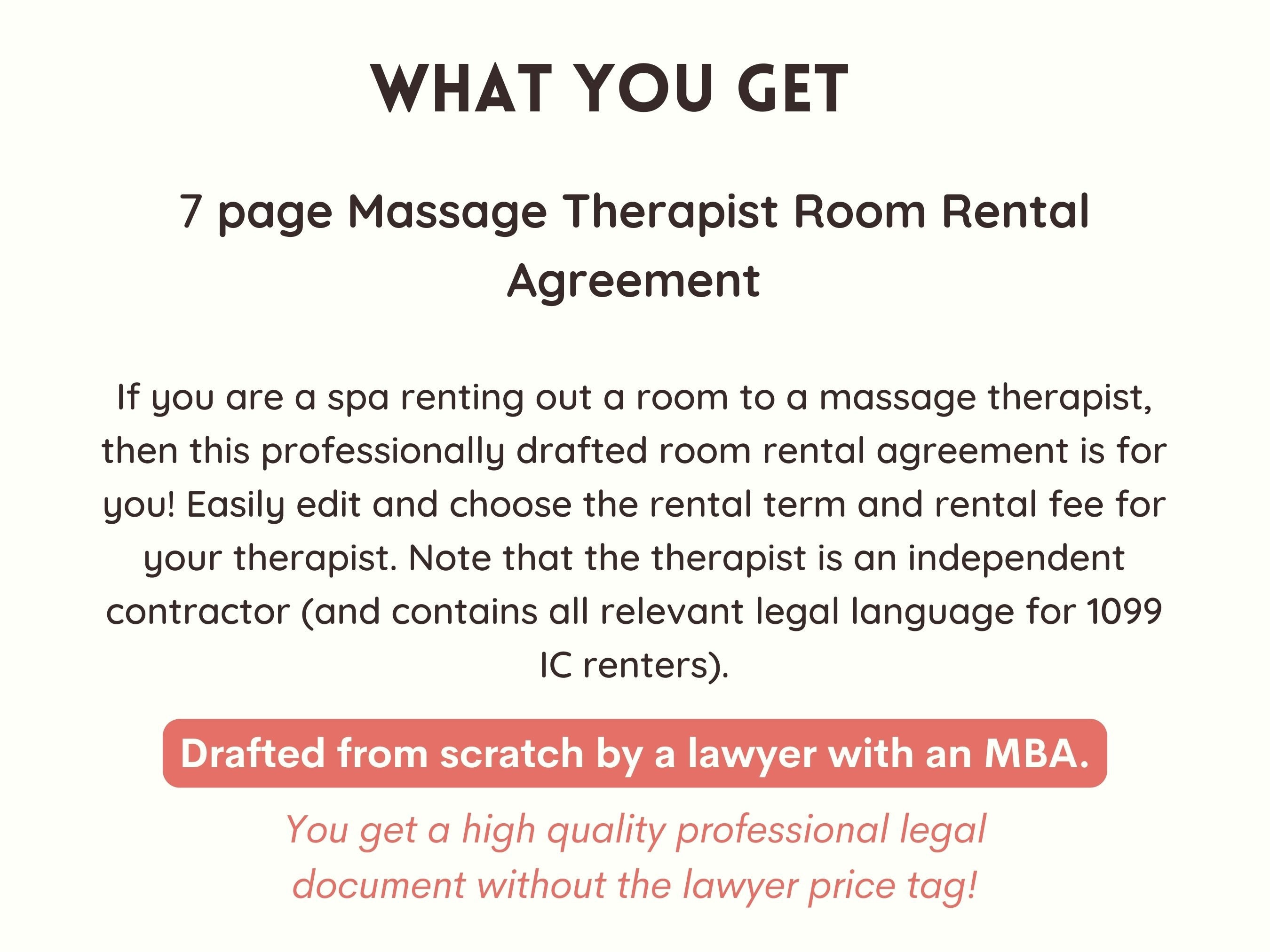 Massage Therapist Contract Template Massage Therapist Room Rental ...