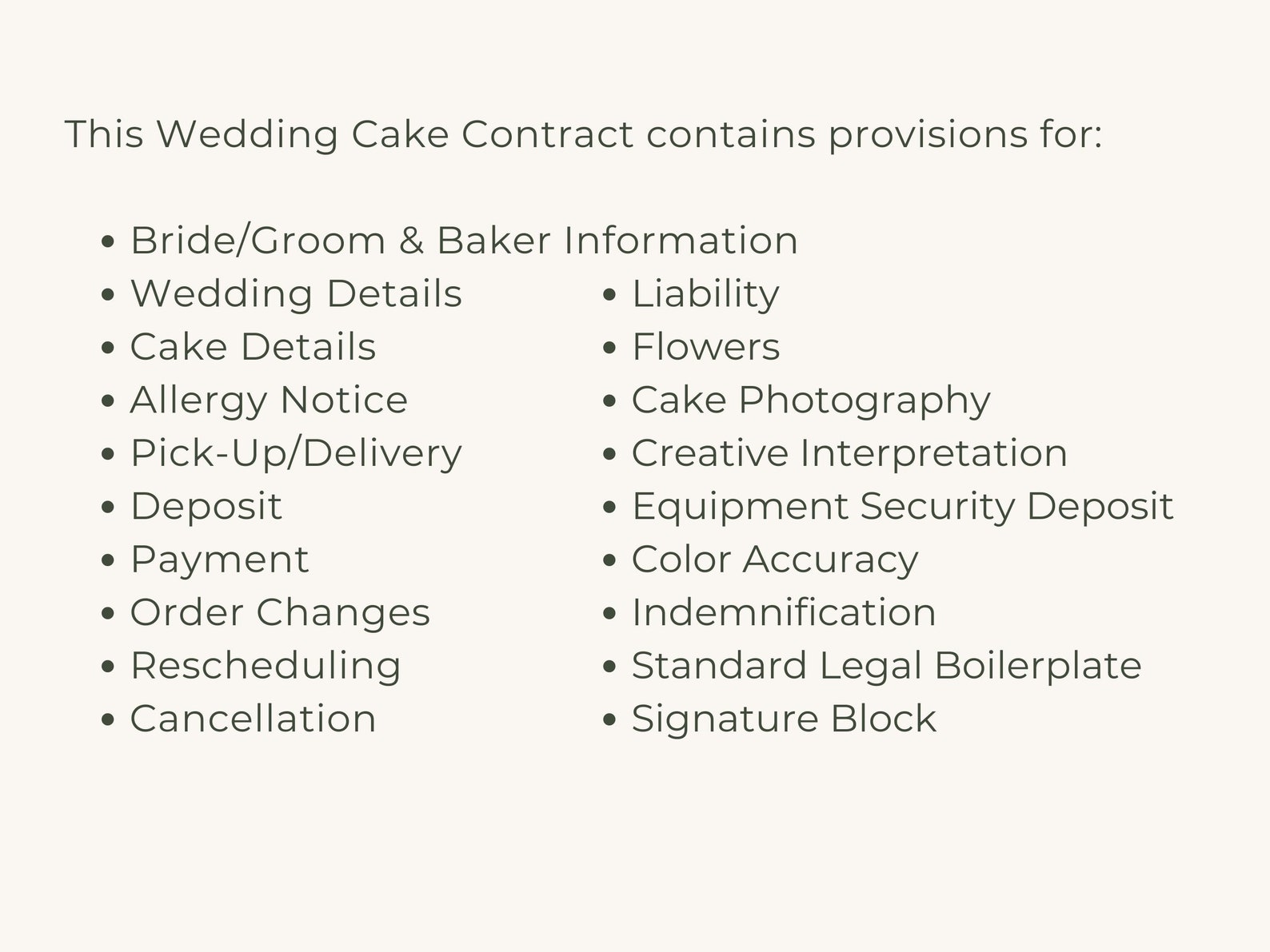 Wedding Cake Contract CANVA Template Wedding Cake Order Form Wedding ...