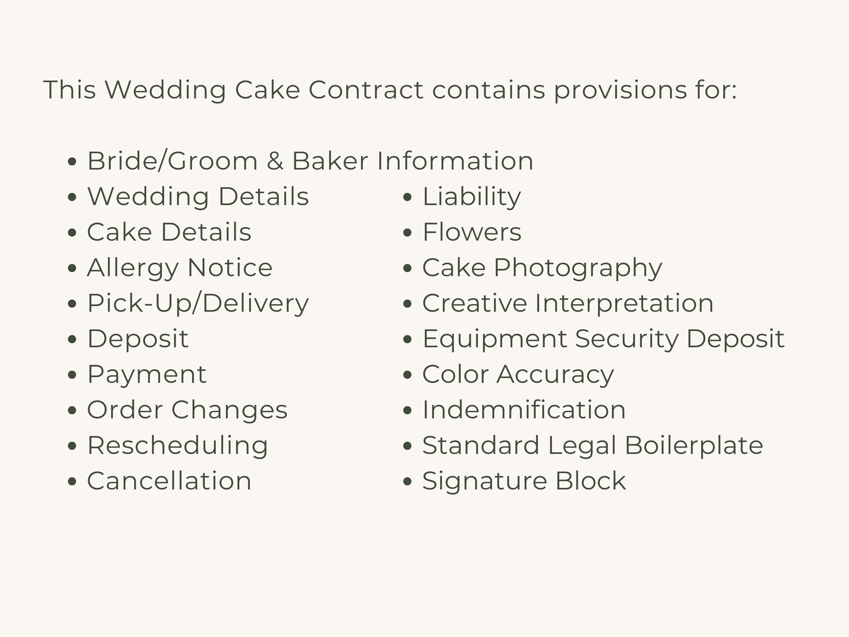 Wedding Cake Contract CANVA Template Wedding Cake Order Form Wedding ...