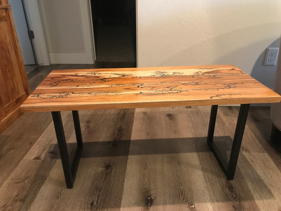 TEAK Wood Fractal Burned Coffee Table-handmade-free Shipping - Etsy