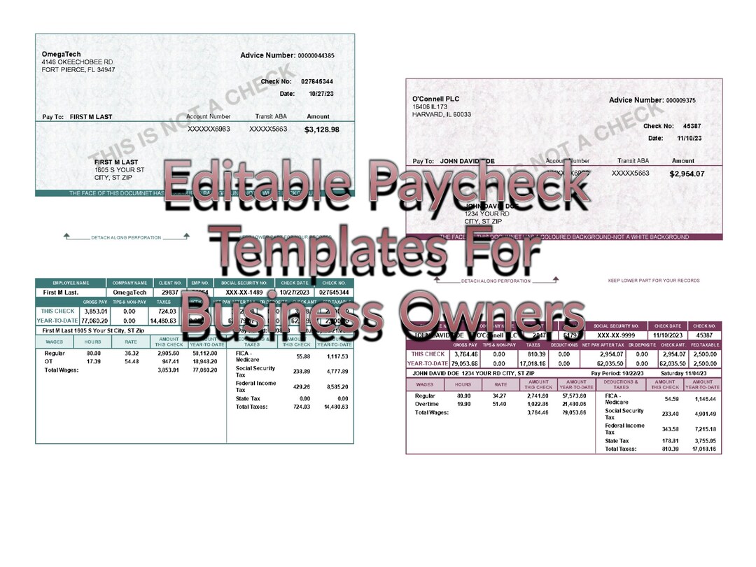 Editable Paycheck/paystub Templates for Business Owners & Contractors ...