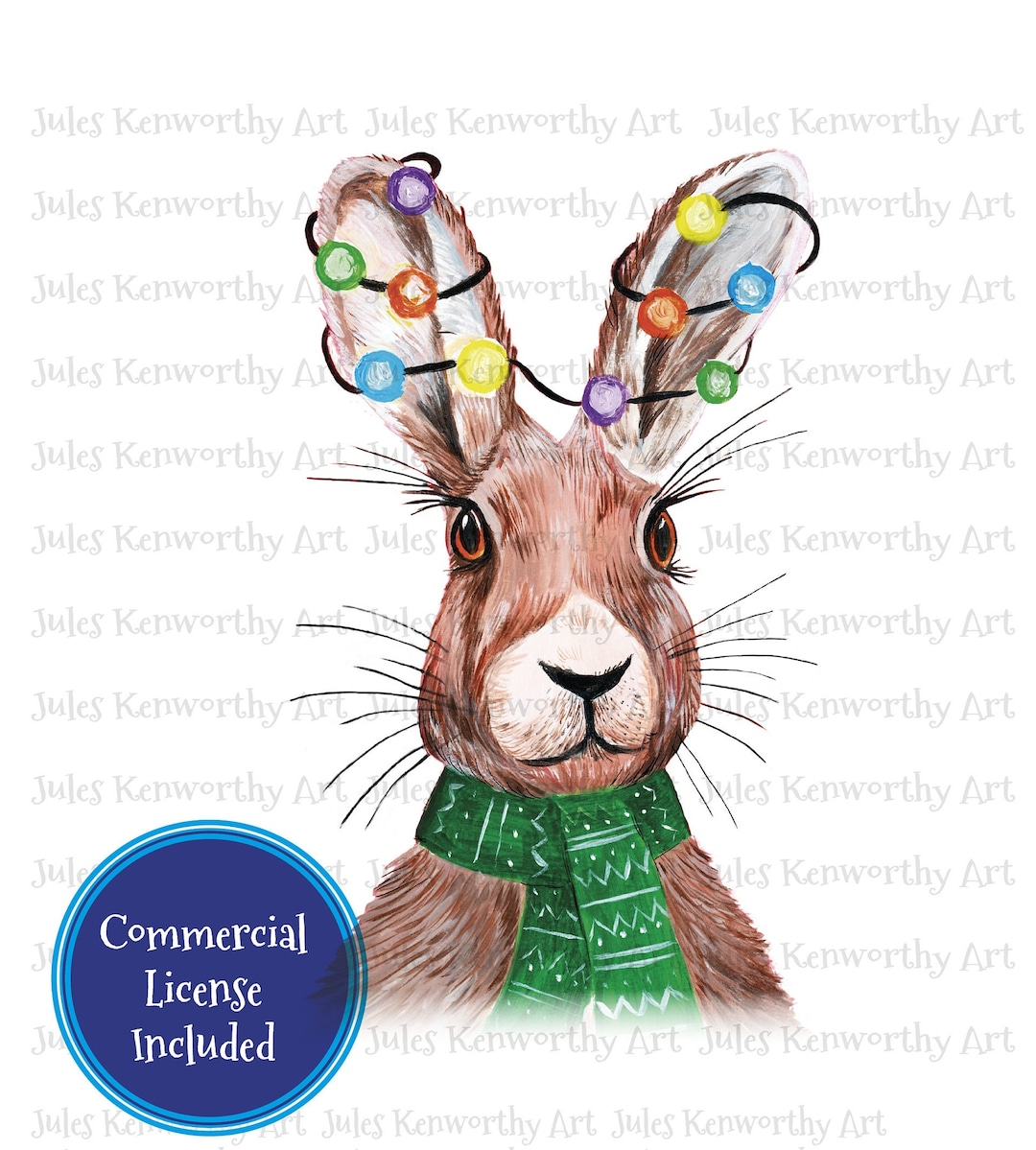 Christmas Hare Sublimation Artwork Christmas Hare Illustration for ...