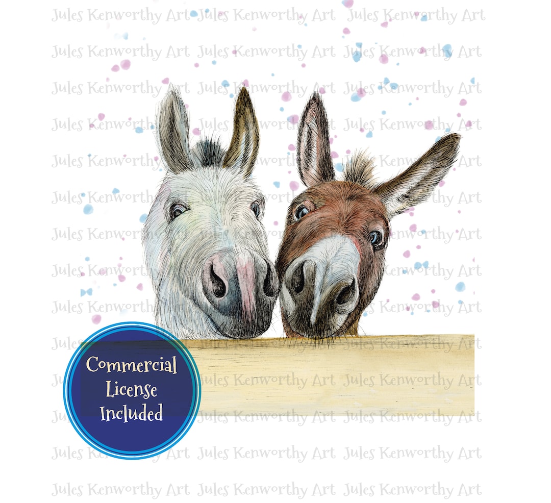 Cute Donkey Sublimation Artwork Donkey Illustration for Sublimation ...
