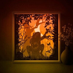 Music Frog Shadow Box SVG Template, Bonjo Papercut Lightbox Cricut SVG ...