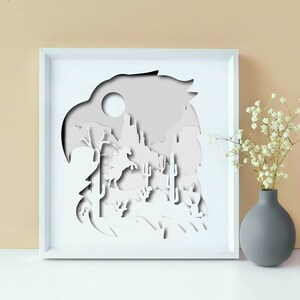 Wild West Shadow Box SVG Template, Eagle Cowboy Papercut Lightbox ...