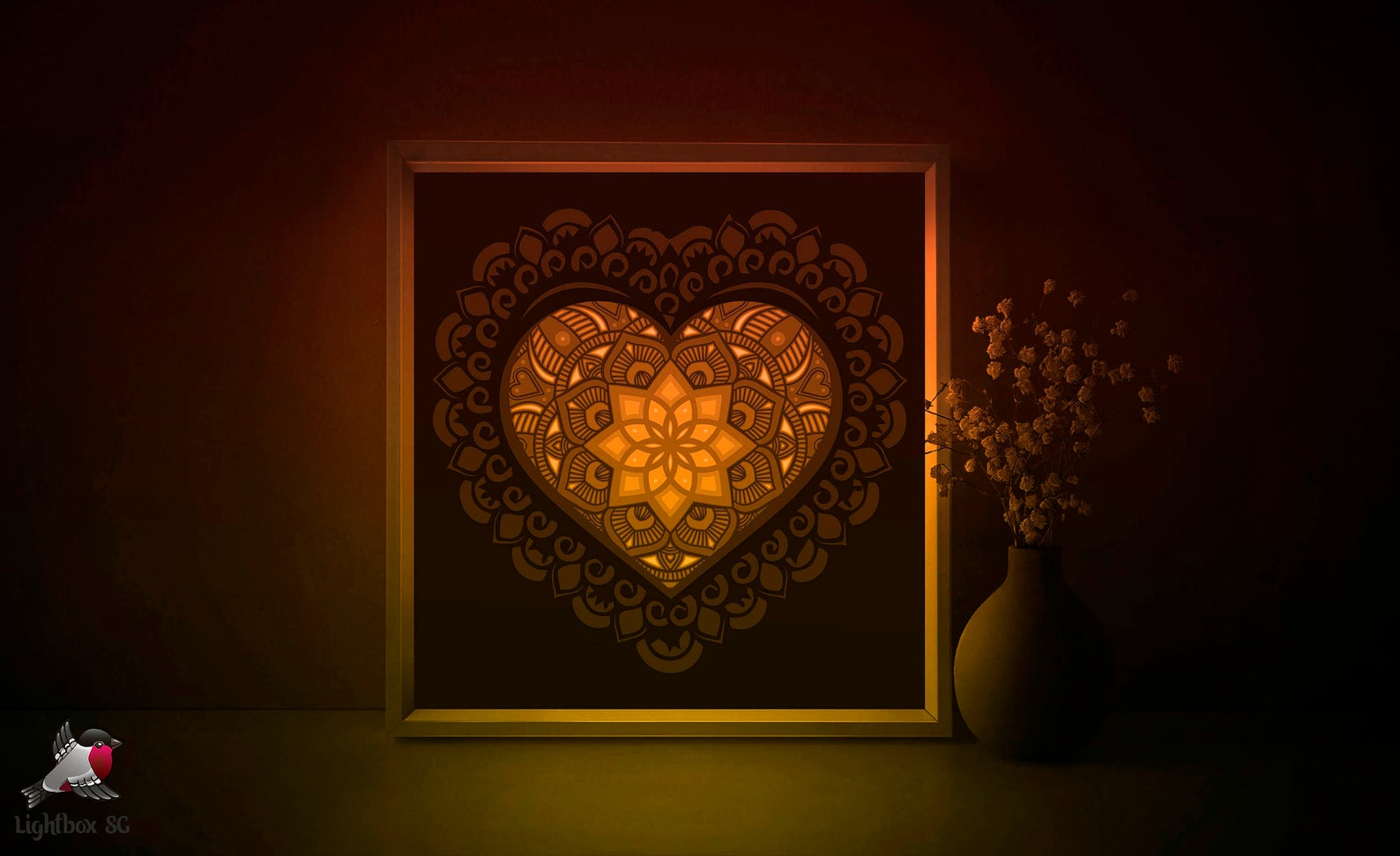 Heart Mandala Shadow Box SVG Template Multilayered Papercut - Etsy