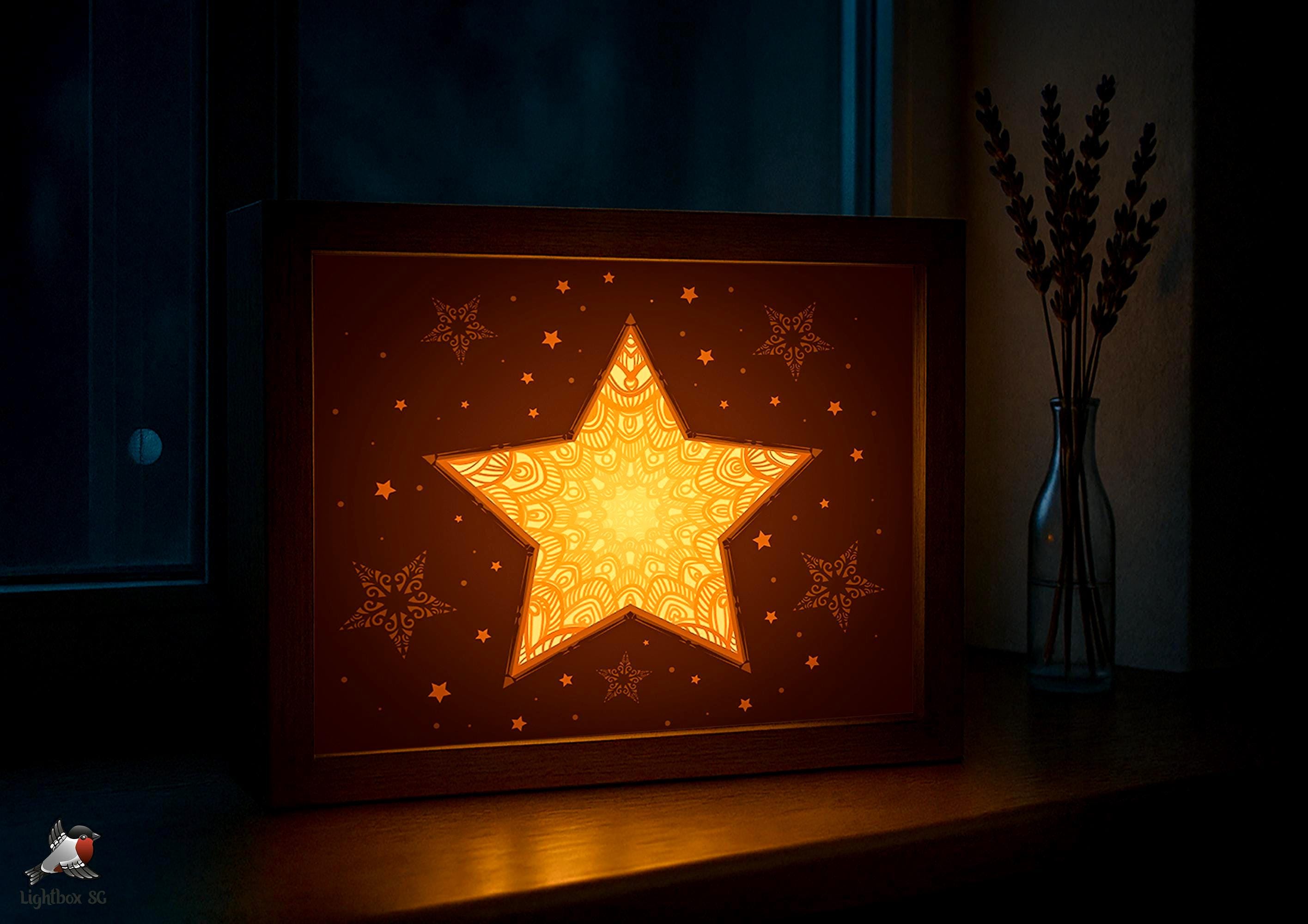 Mandala Star Shadow Box SVG Template, Fairytale Pattern Papercut ...