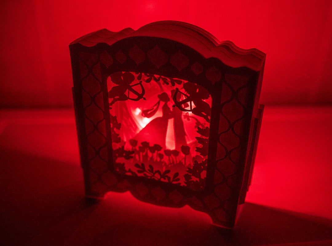 Wedding Couple Pop-up Lightbox SVG Template, Love Papercut Light Box ...