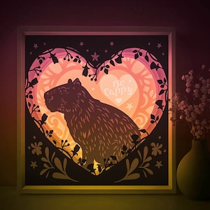 Capybara Shadow Box SVG Template, Animal Papercut Lightbox Cricut SVG ...