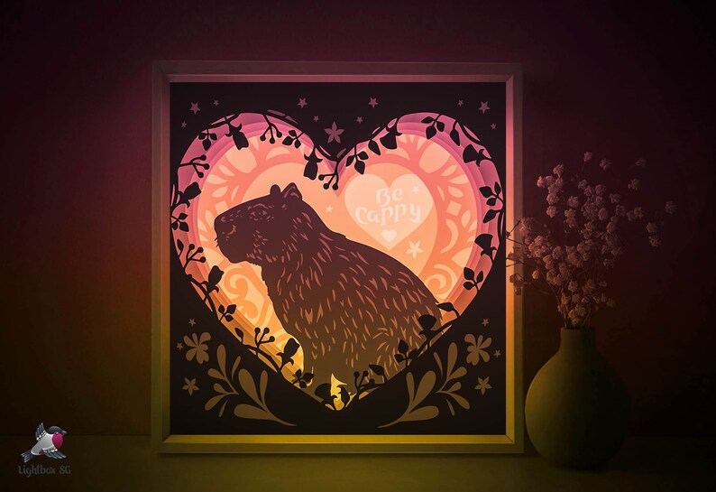 Capybara Shadow Box SVG Template Animal Papercut Lightbox - Etsy Israel