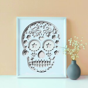 Sugar Skull Shadow Box SVG Template, Mexican Day of Dead Papercut ...