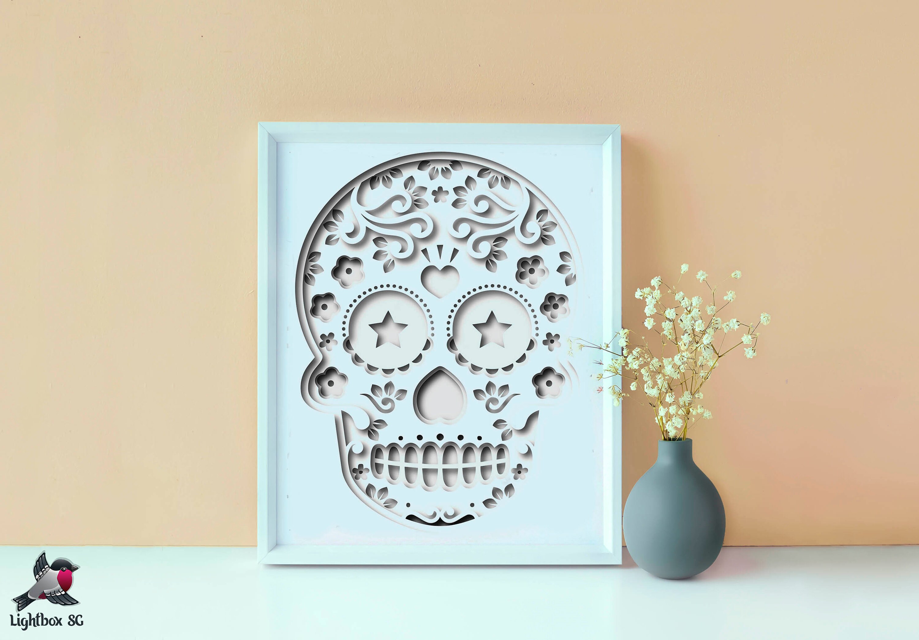 Sugar Skull Shadow Box SVG Template Mexican Day of Dead - Etsy UK