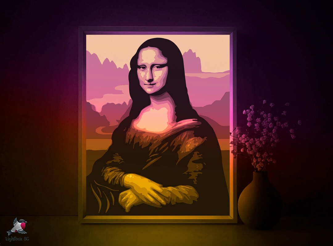 Mona Lisa Shadow Box SVG Template, La Gioconda Papercut Lightbox Cricut ...