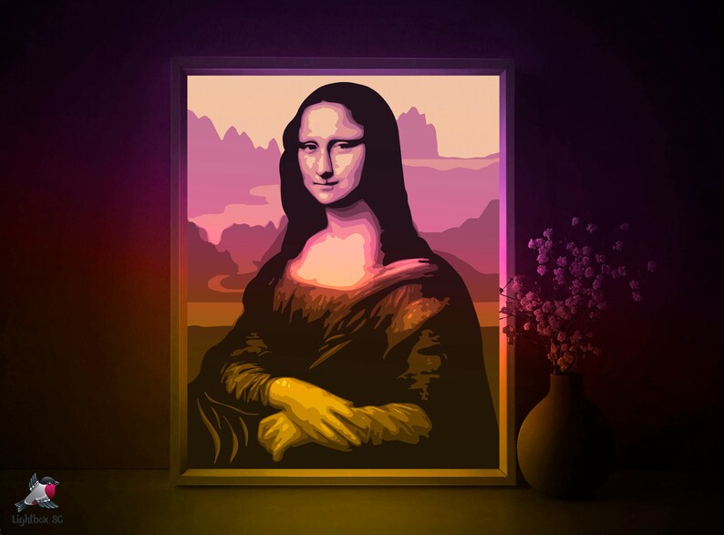 Mona Lisa Shadow Box SVG Template La Gioconda Papercut - Etsy