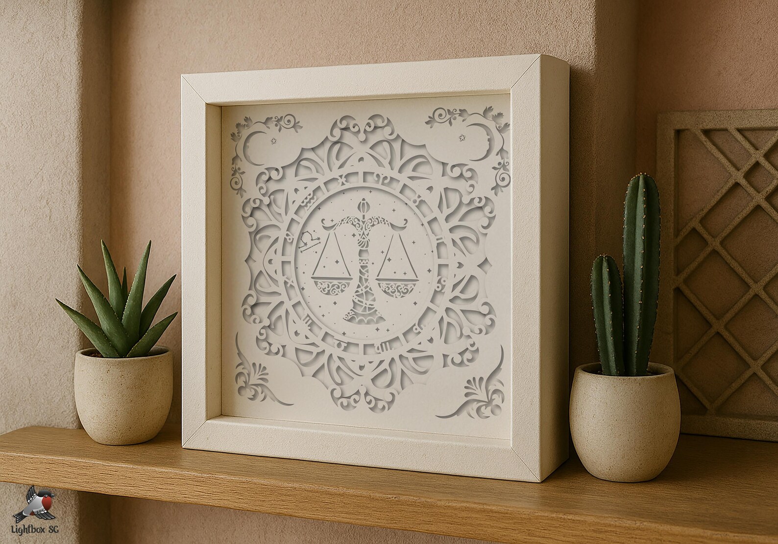 Zodiac Libra Shadow Box SVG Template, Astrological Signs Papercut ...