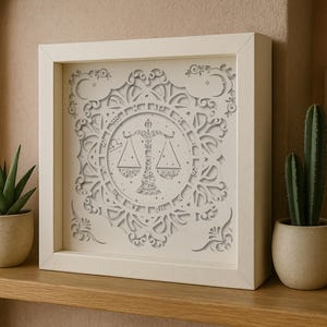 Zodiac Libra Shadow Box SVG Template, Astrological Signs Papercut ...