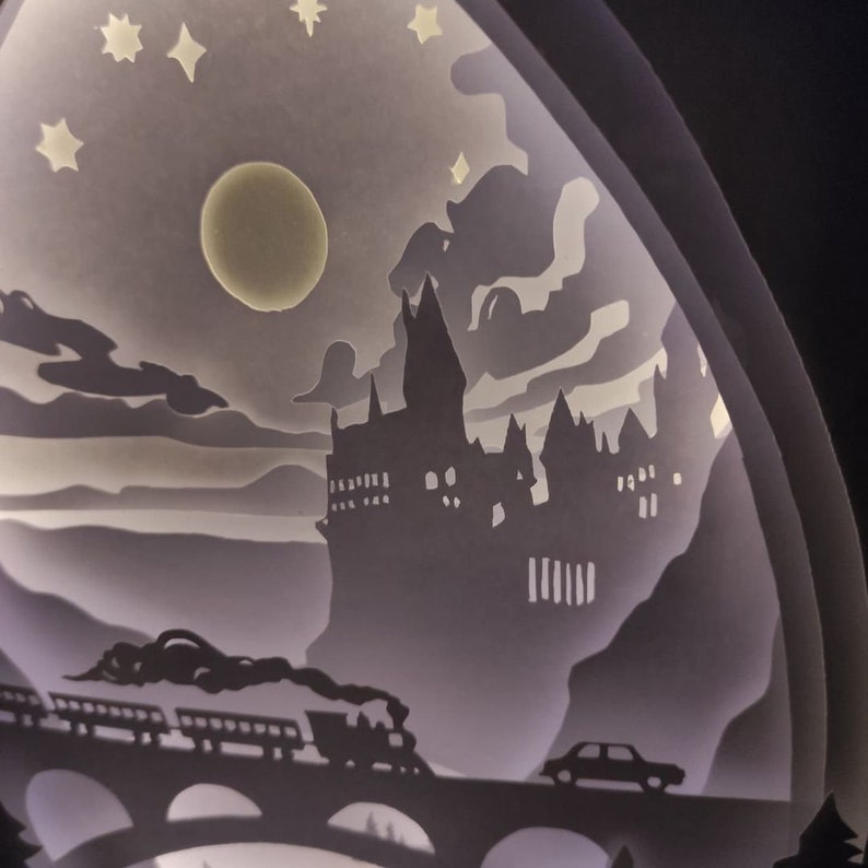 Night Train Shadow Box SVG Template Mountain Forest Nature - Etsy