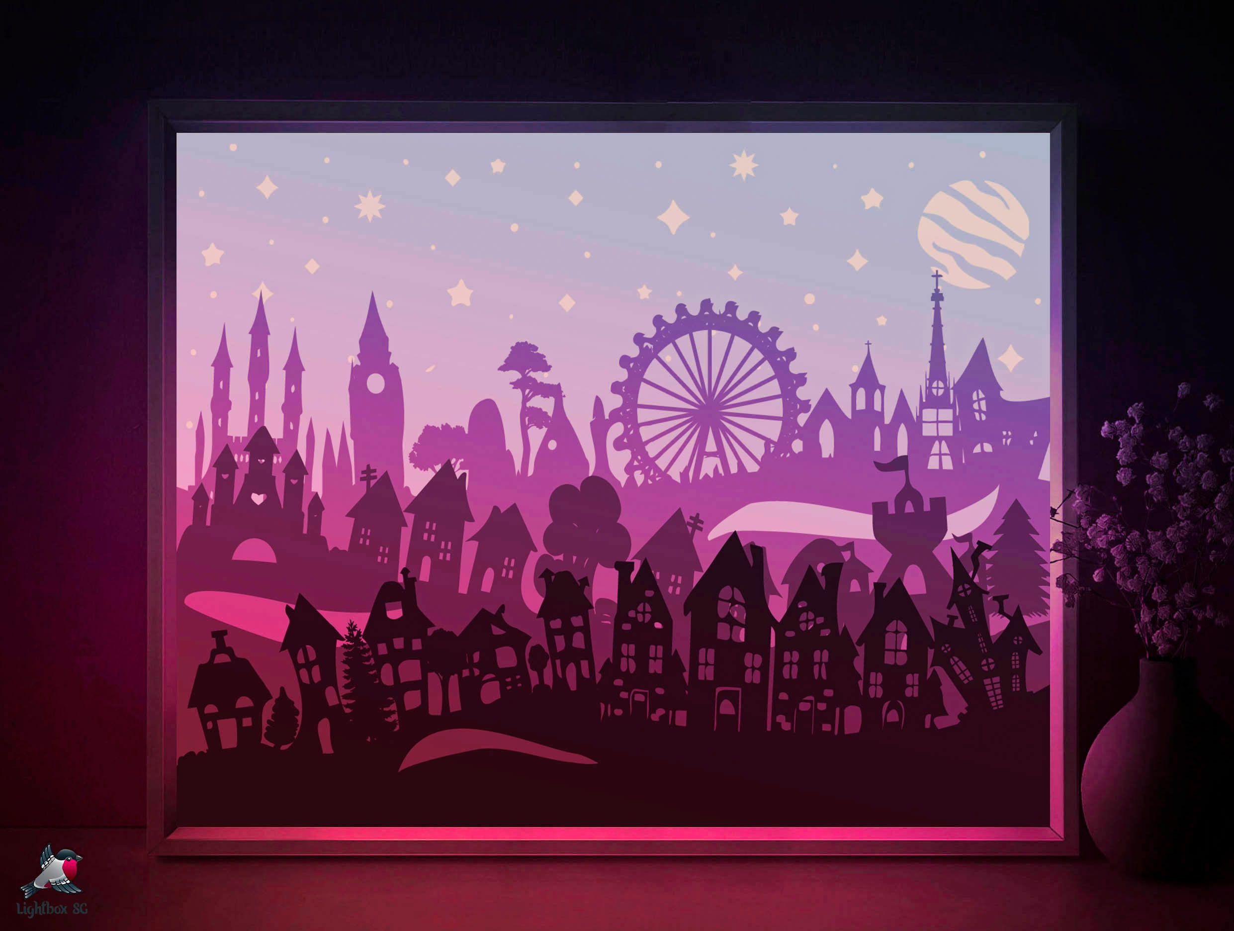 Little Town Shadow Box SVG Template Fairytale Christmas - Etsy