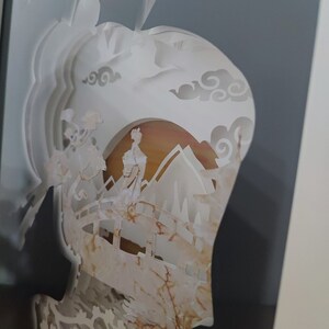 Japon Scape Shadow box modèle SVG, Geisha japonaise Papercut Lightbox ...