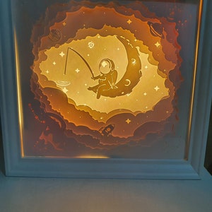 Space Cosmonaut Shadow Box SVG Template, Star Astronaut Papercut ...