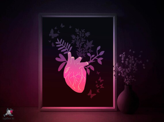 Flower Heart Shadow Box SVG Template St Valentines Papercut | Etsy