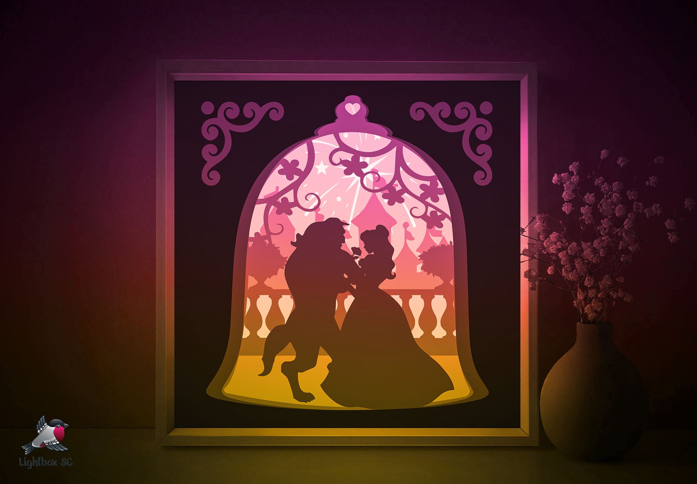 Beauty and the Beast Shadow Box SVG Template Love Fairytale - Etsy UK
