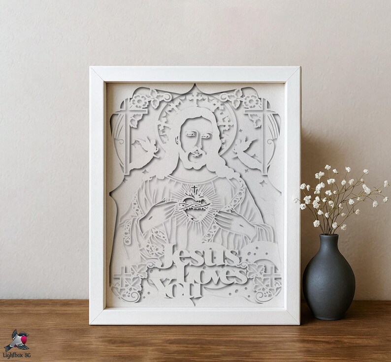Jesus Christ Shadow Box SVG Template, Religion Papercut Lightbox Cricut ...