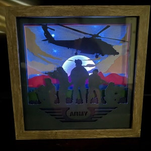 Military Army Shadow Box SVG Template, Soldiers War Papercut Lightbox ...