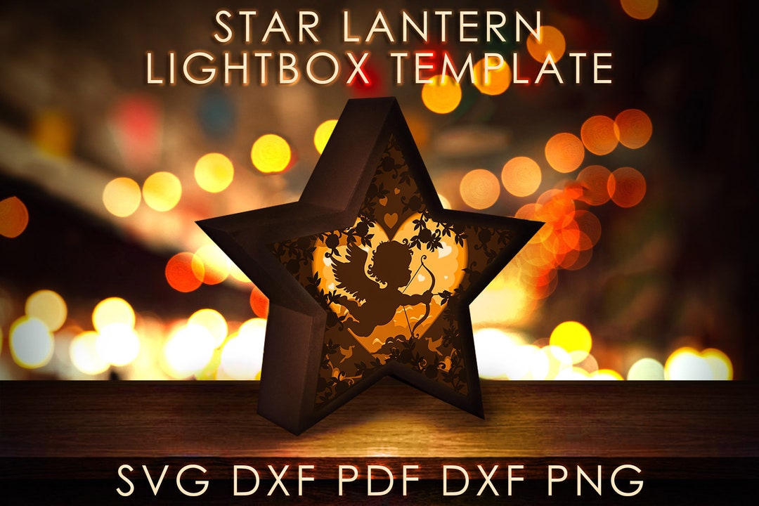 Cupid Star Lantern Shadow Box SVG Template, Love Angel Papercut ...
