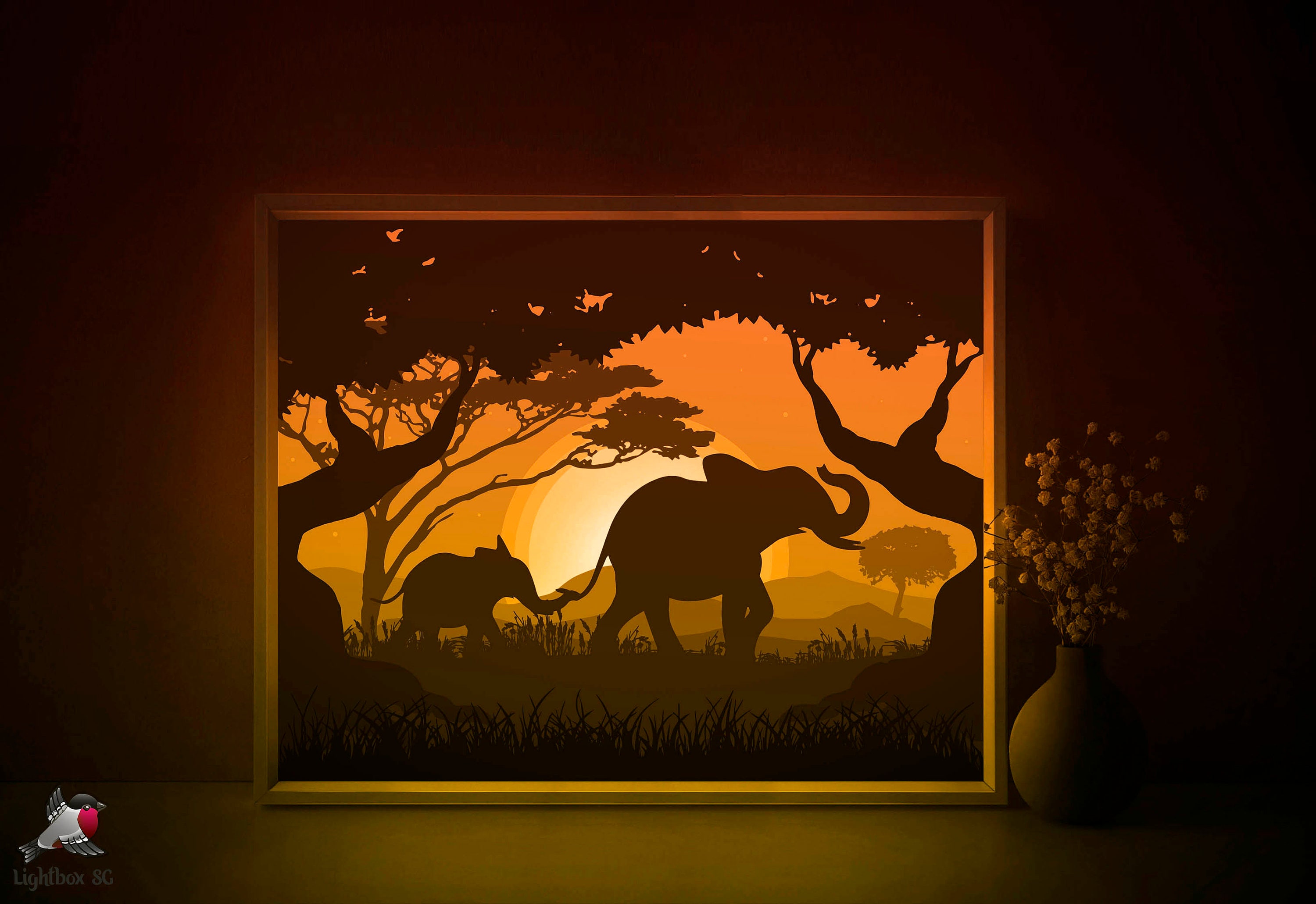 Elephant Safari Shadow Box SVG Template African Papercut - Etsy Canada