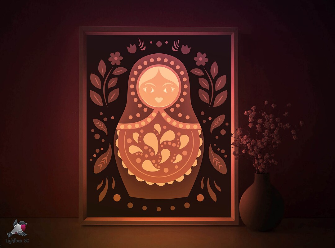 Matryoshka Doll Shadow Box SVG Template, Papercut Lightbox Cricut SVG ...