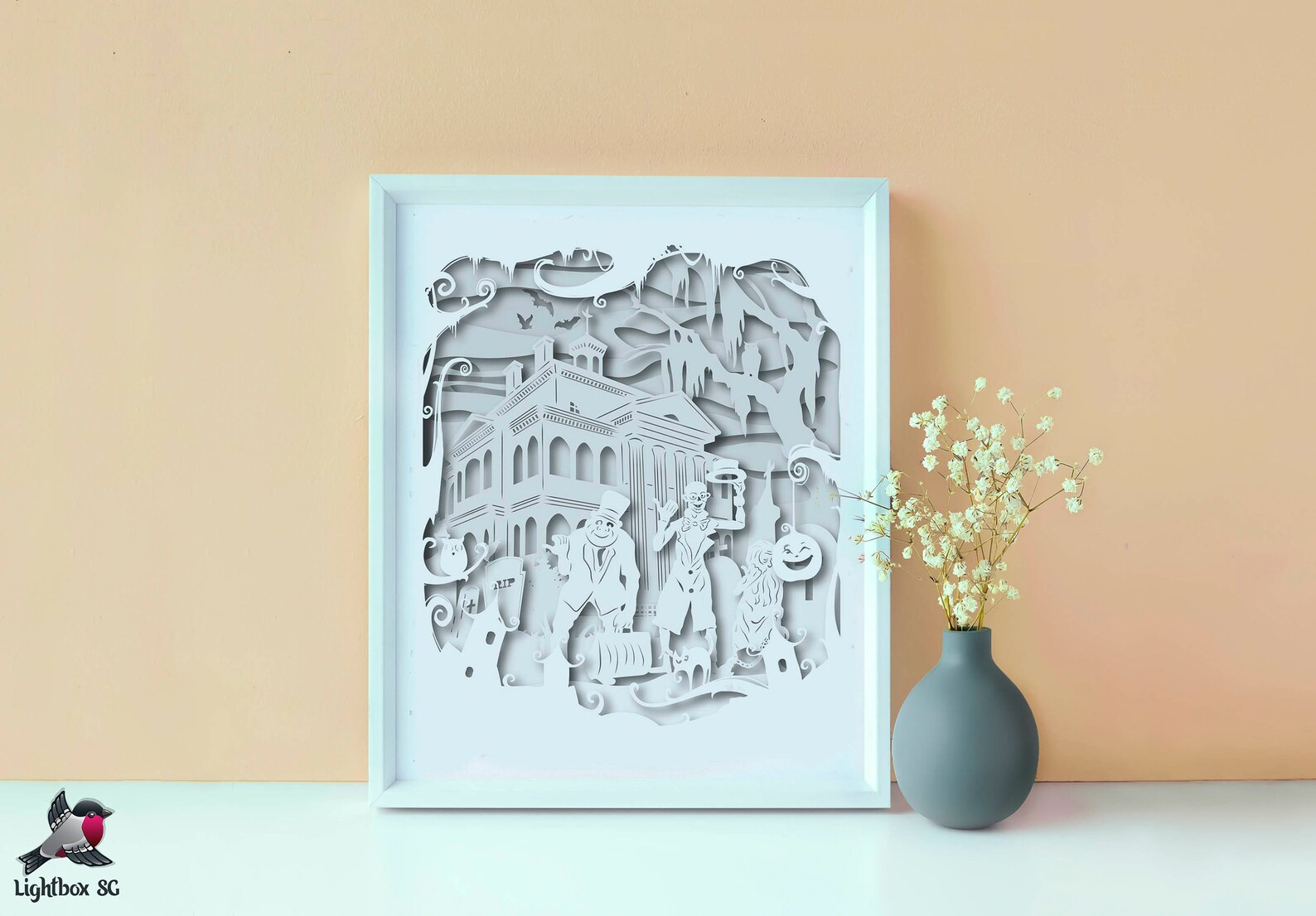 Halloween Ghosts Shadow Box SVG Template Haunted House - Etsy