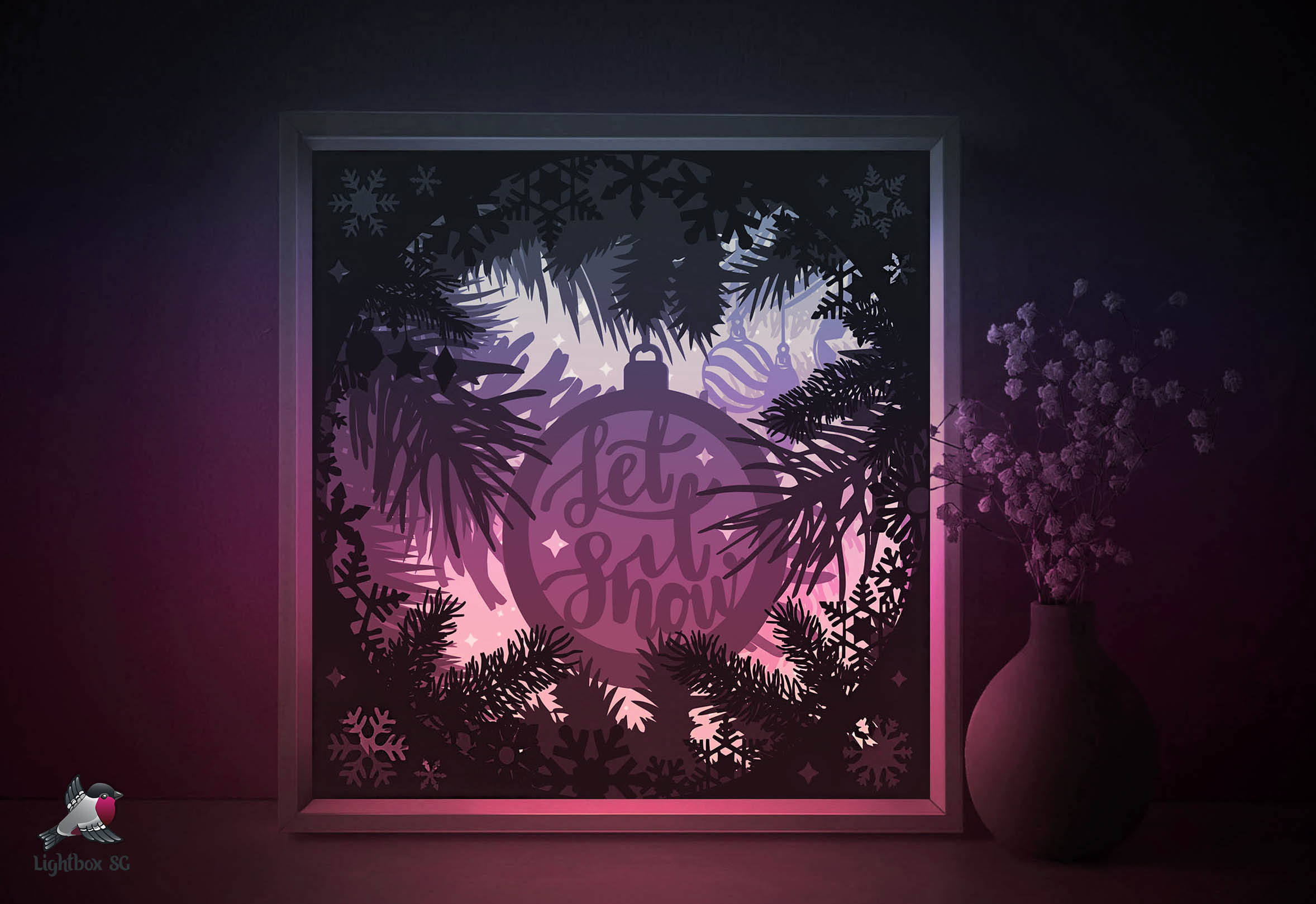 Let It Snow Shadow Box SVG Template Merry Christmas Papercut - Etsy