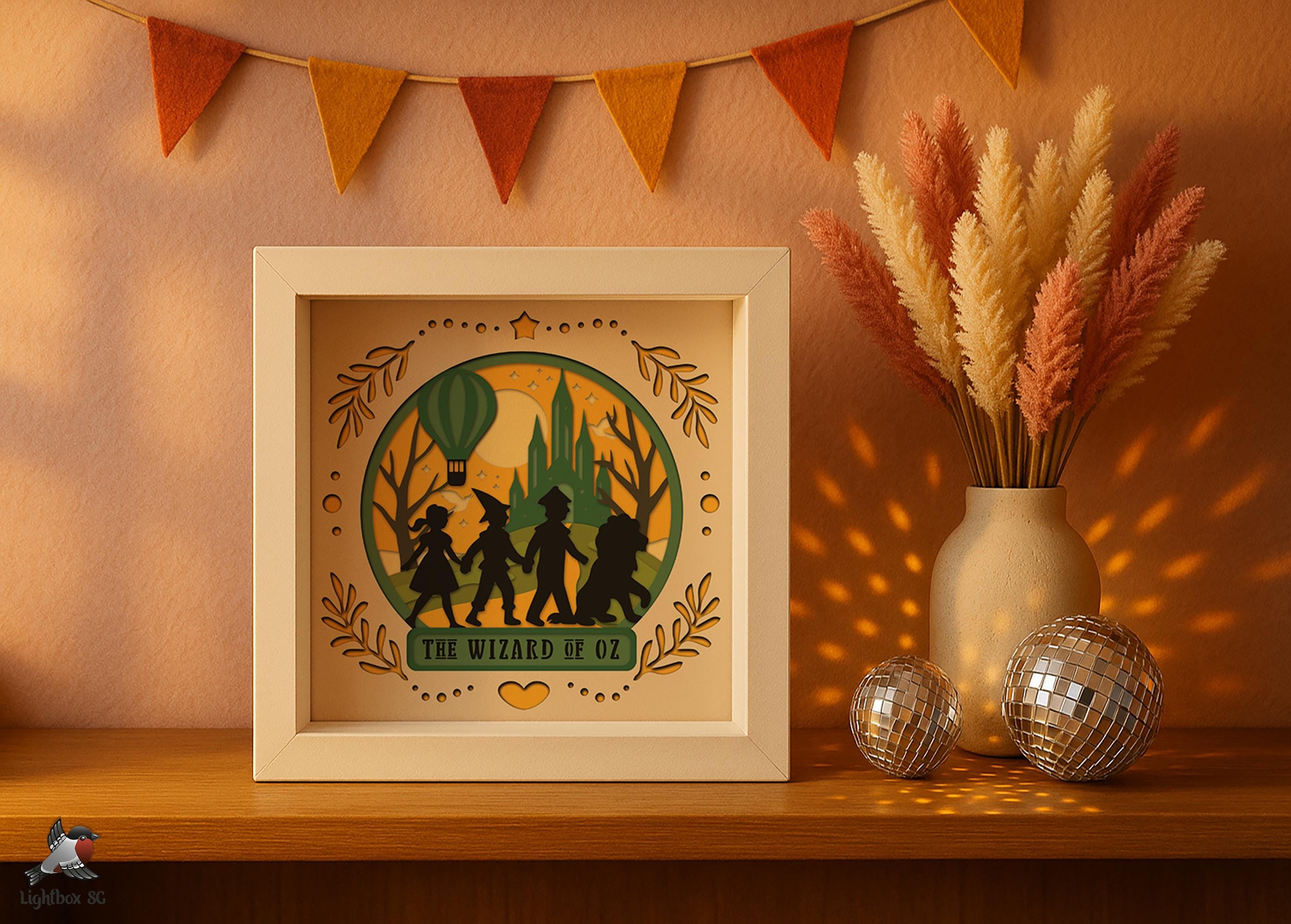 Wizard of Oz Shadow Box SVG | Paper Cut Lightbox Template | Dorothy and ...