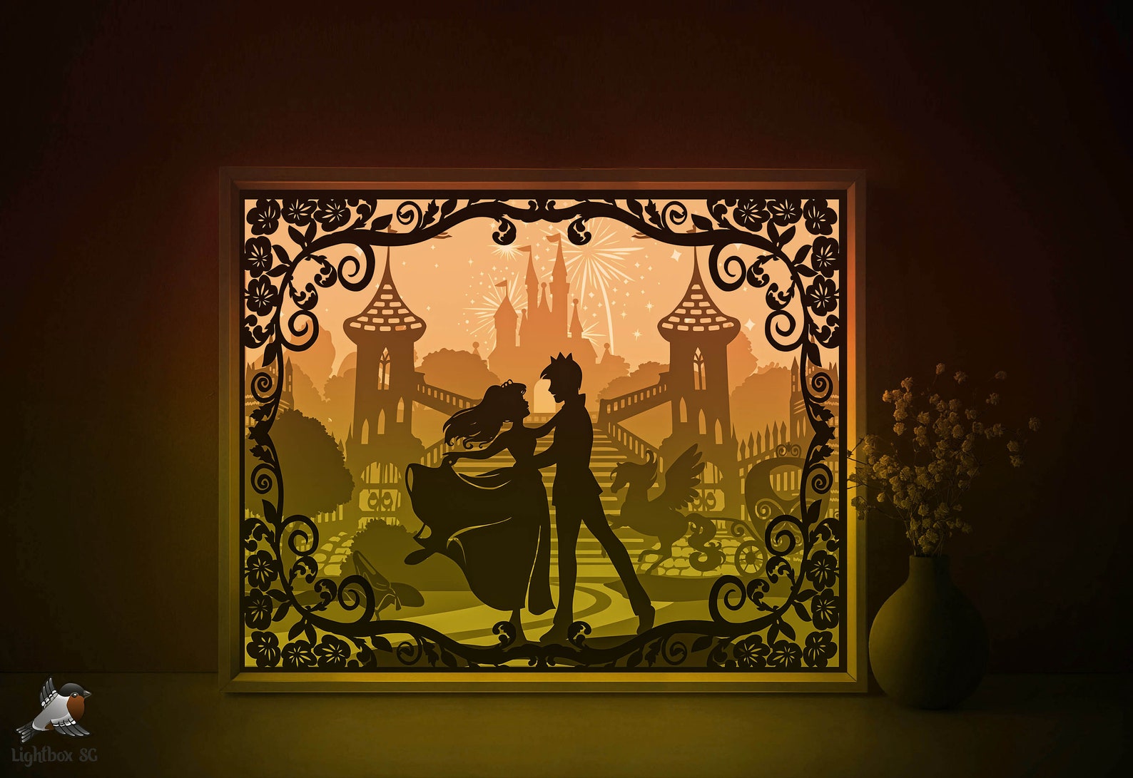 Cinderella Shadow Box SVG Template Princess Prince Papercut - Etsy